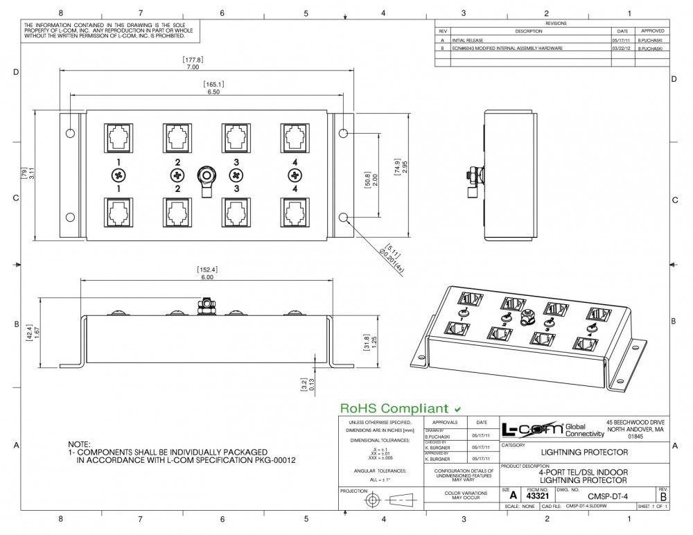 L-com CMSP-DT-4 technical document page