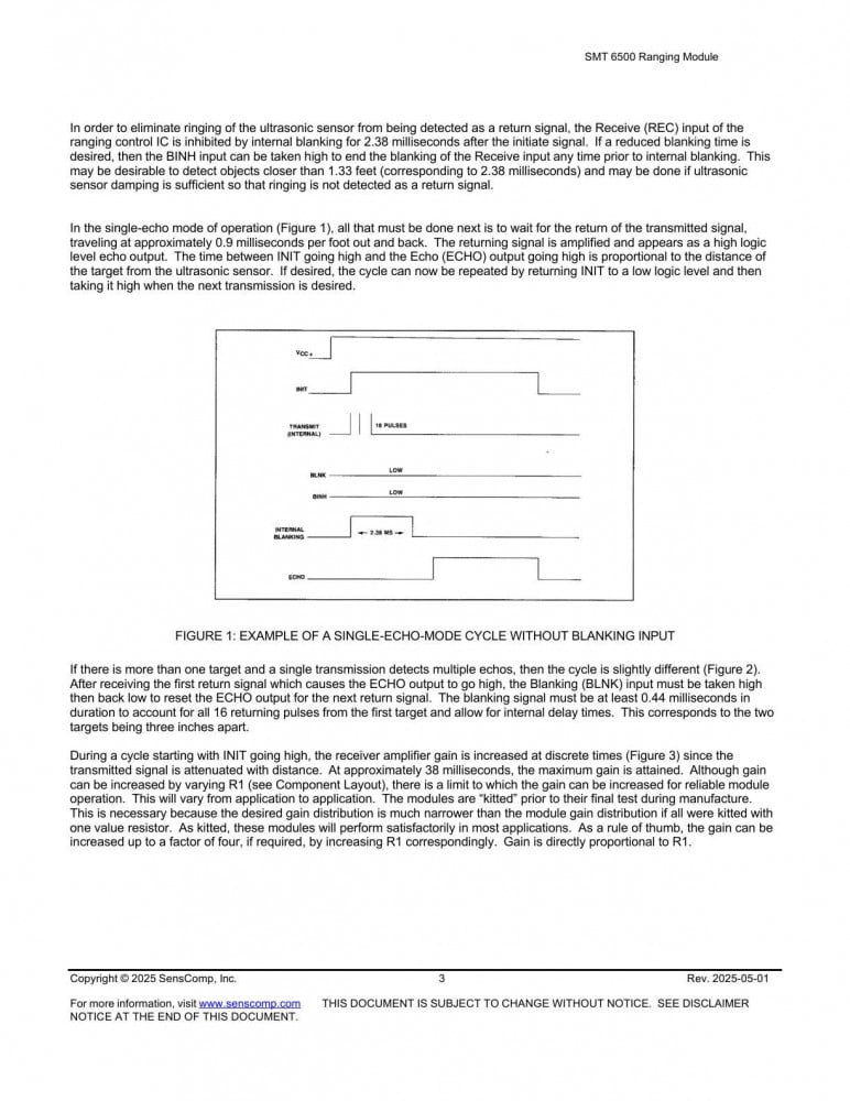 SensComp 6500 ranging module document page 3