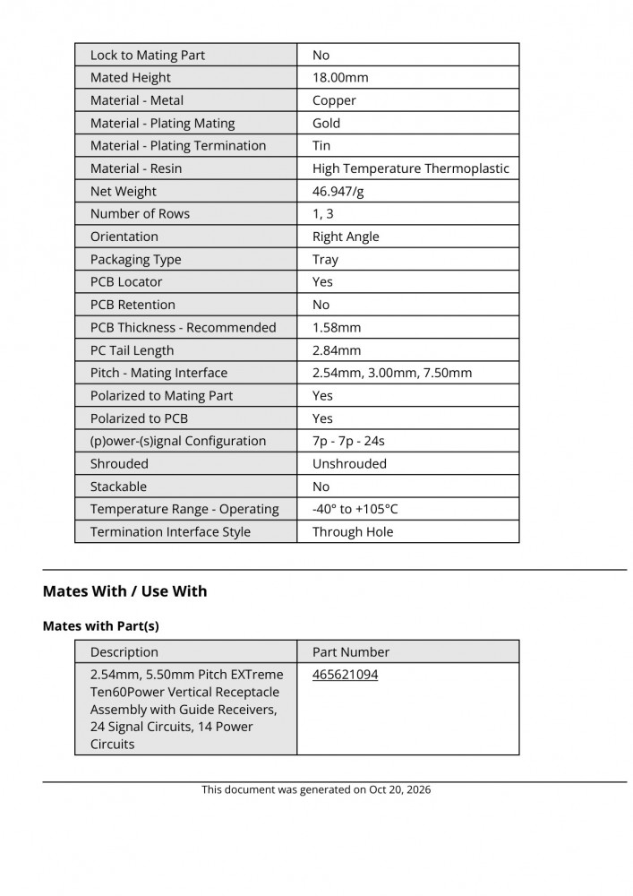 Technical document page 3 for Molex 464371094