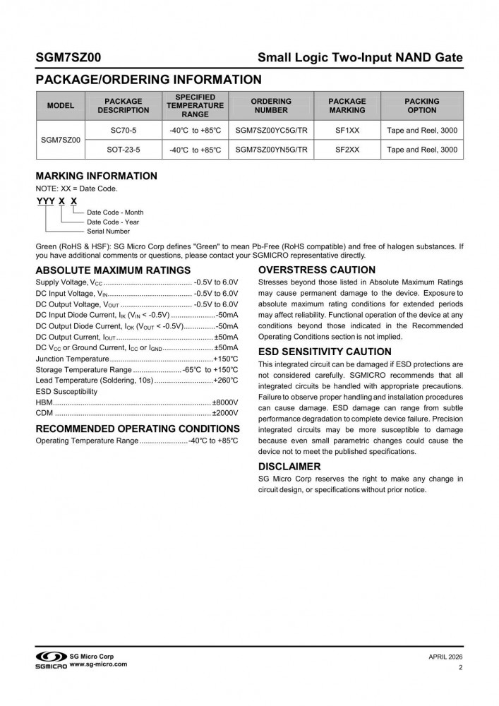 SGM7SZ00 datasheet page 2