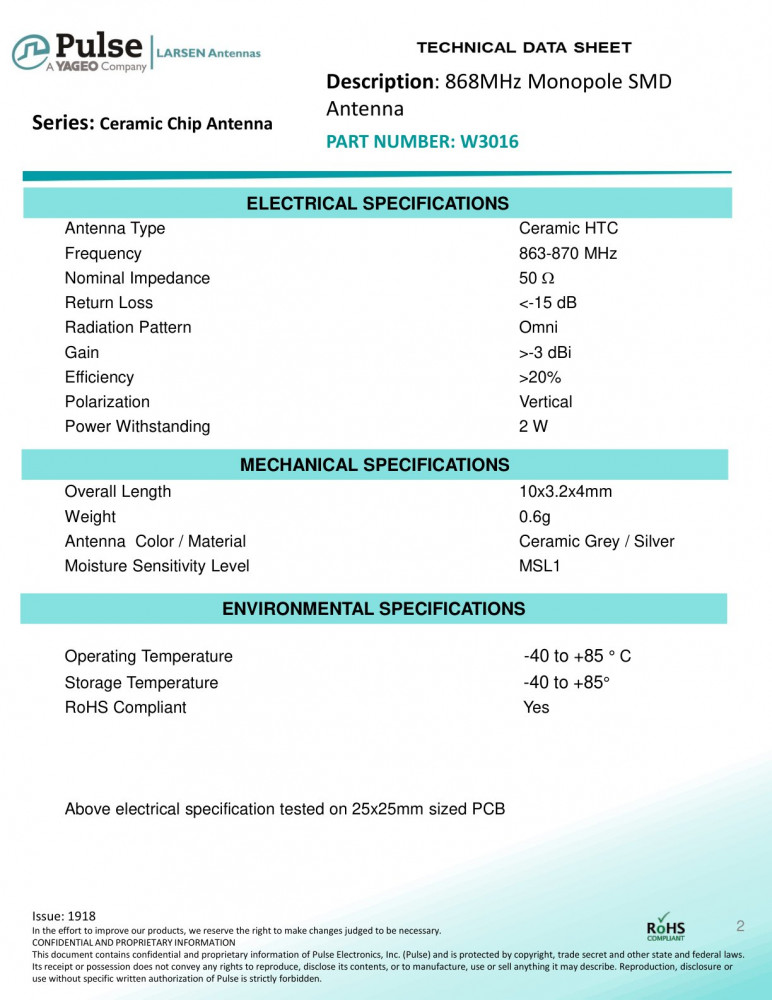 PULSE W3016 technical document page 2