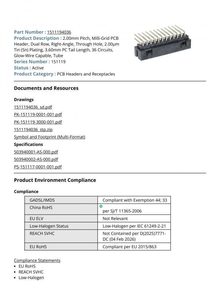 MOLEX 1511194036 product document image 1