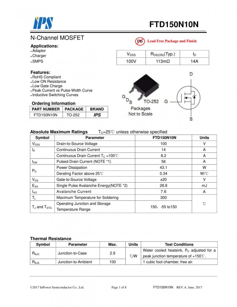FTD150N10N datasheet page 1