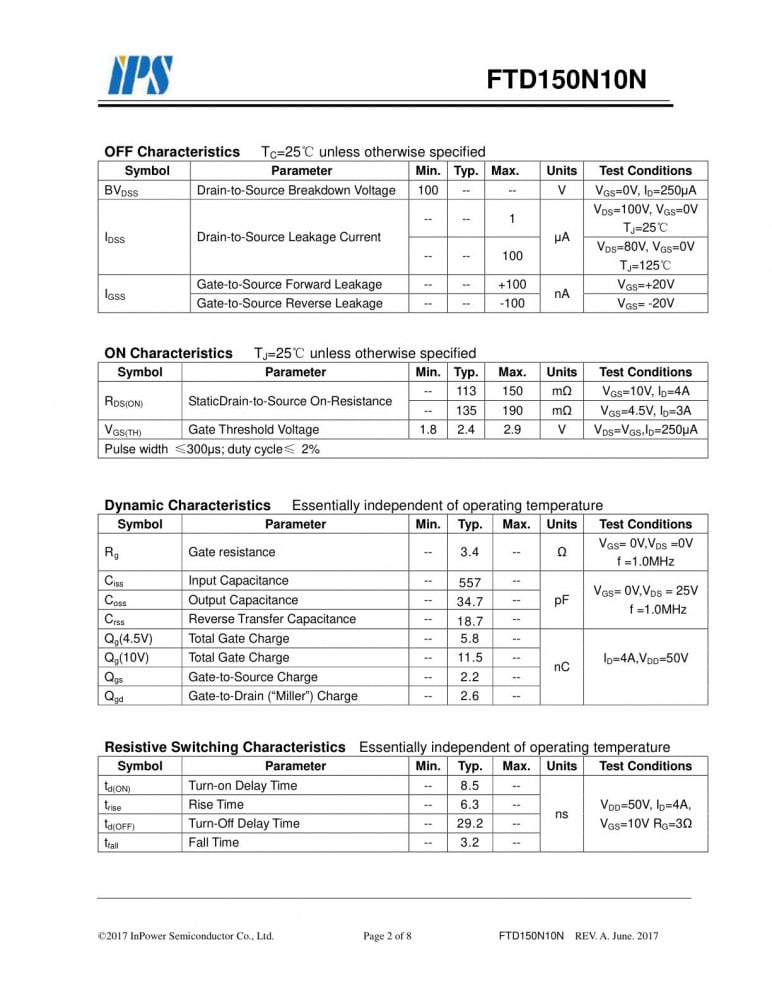 FTD150N10N datasheet page 2