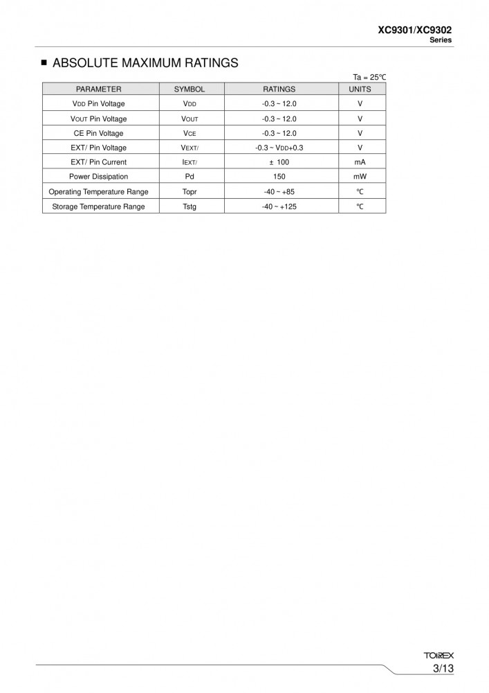 TOREX XC9301A382MR-G datasheet page 3