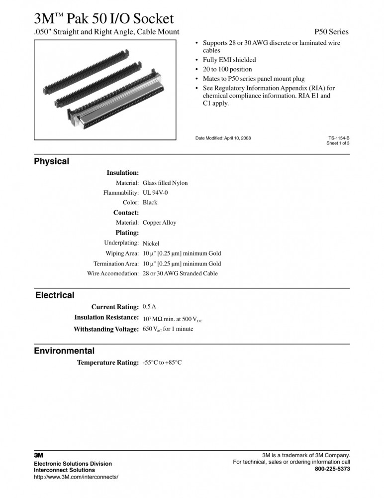 3M P50-060-DDS-EA technical document page 1