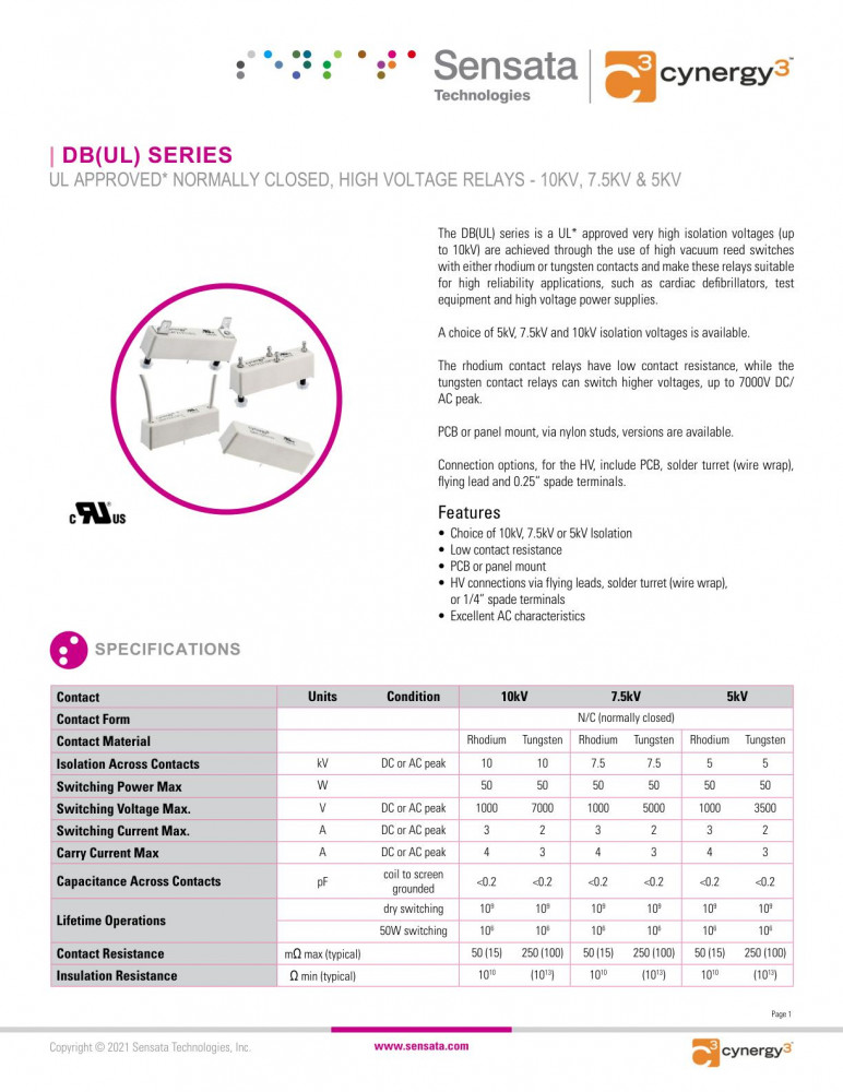 DB series relay technical document page 1