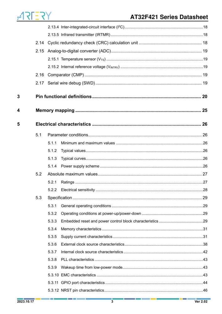 AT32F421 datasheet page 3
