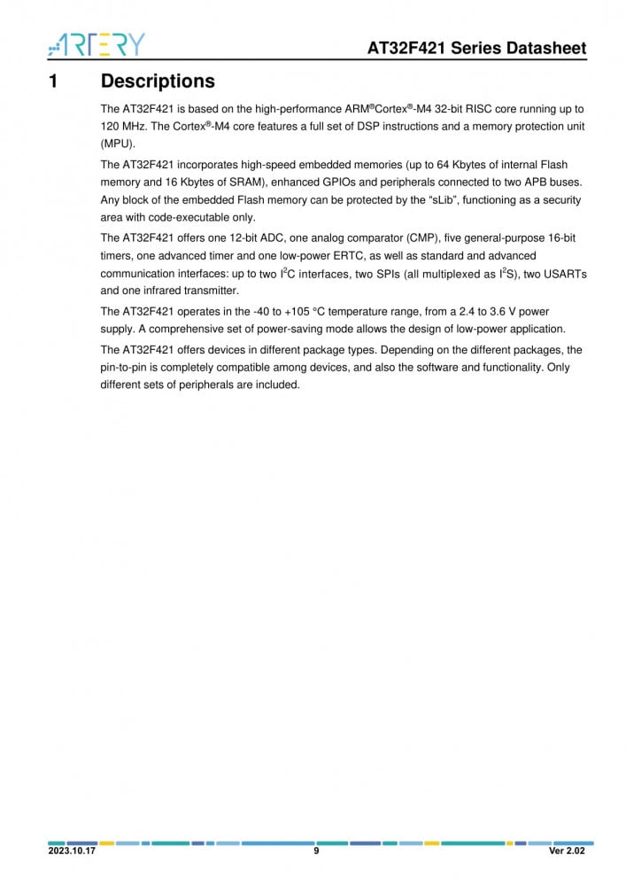 AT32F421 datasheet page 9