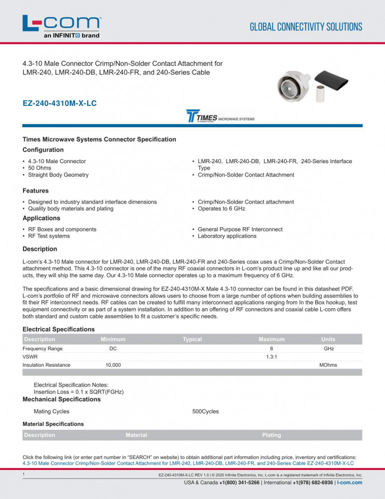 EZ-240-4310M-X-LC datasheet page 1