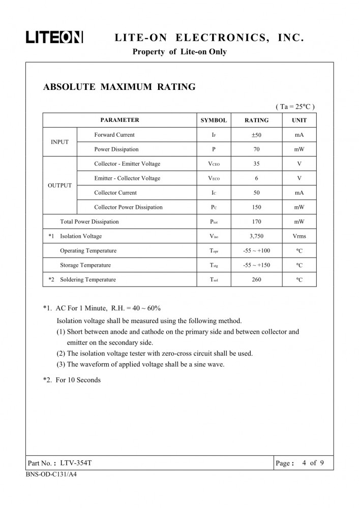 LTV-354T-A datasheet page 4