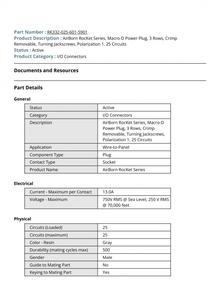RK332-025-601-5901 technical document preview, page 1
