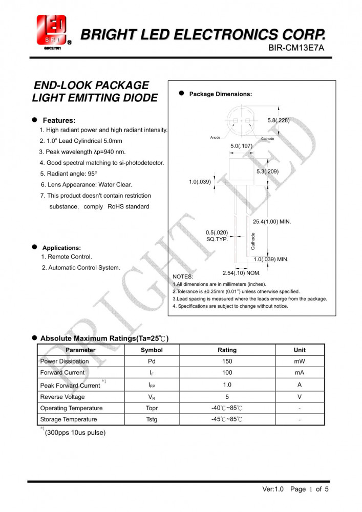 BIR-CM13E7A datasheet page 1