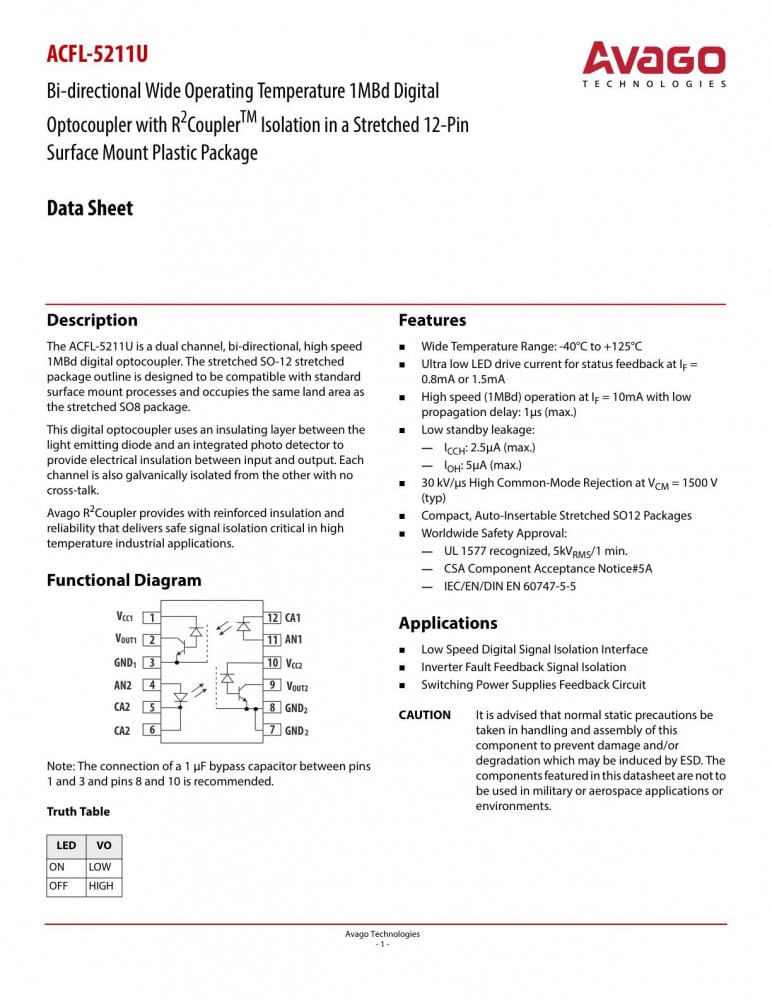 ACFL-5211U-500E datasheet page 1