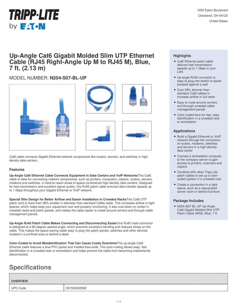 N204-S07-BL-UP technical document page 1