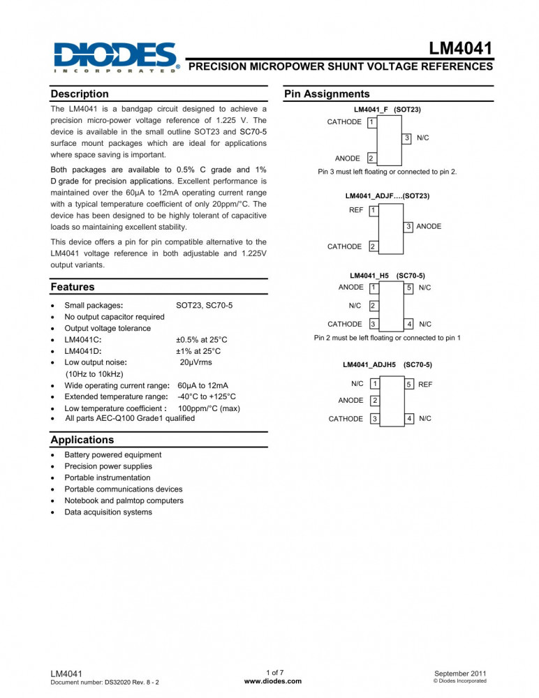 LM4041 datasheet page 1