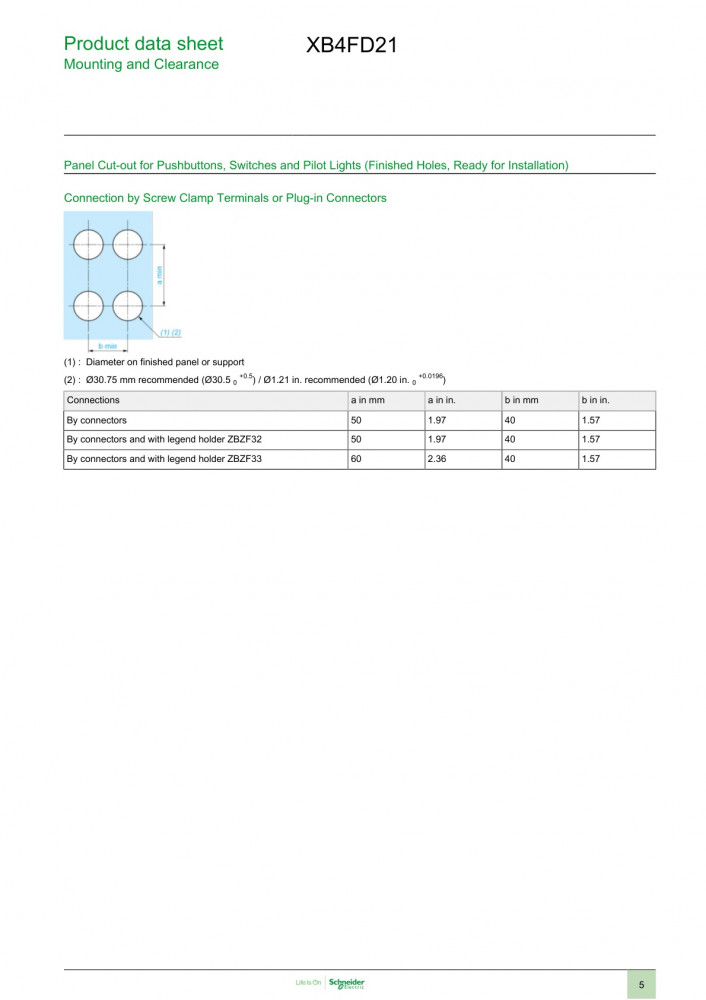 XB4FD21 technical documentation page 5