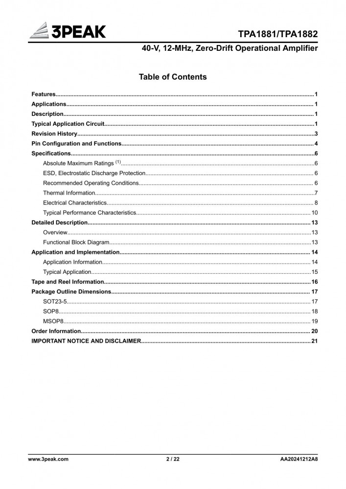 TPA1881-SR datasheet page 2