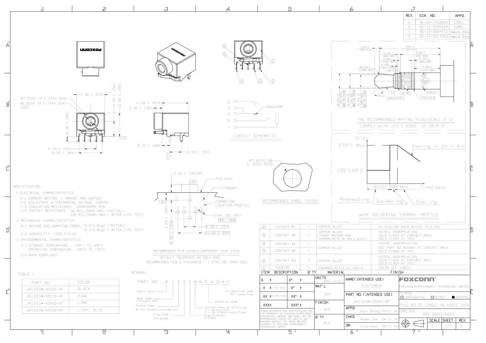 FOXCONN JA13331-N50D-4F technical document page