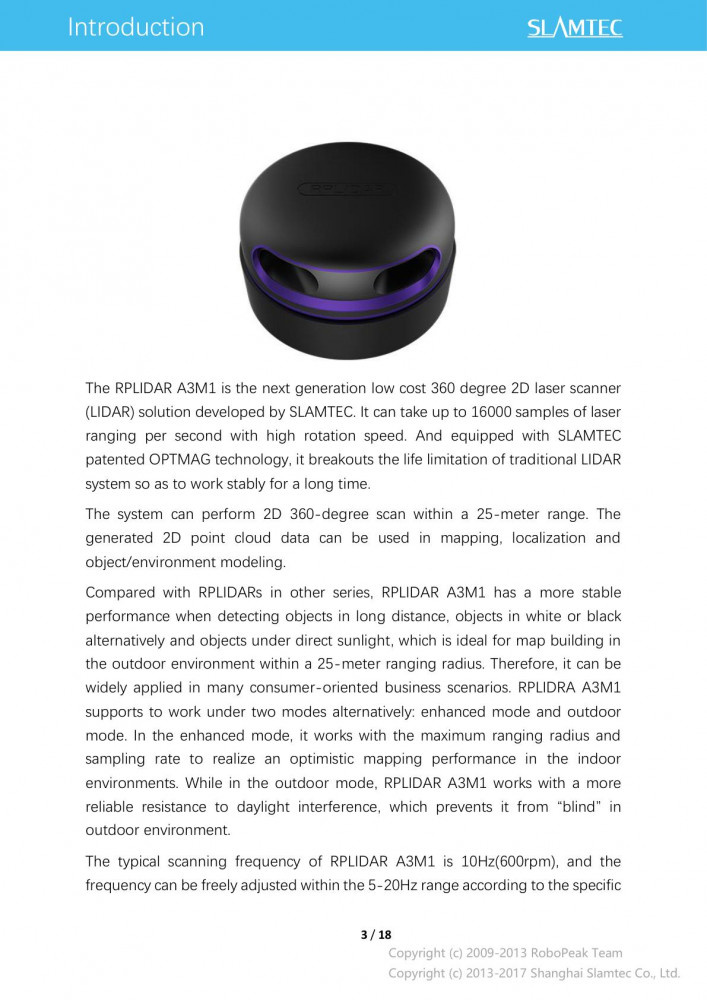 RPLIDAR A3M1 document page 3