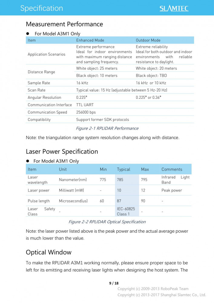 RPLIDAR A3M1 document page 9
