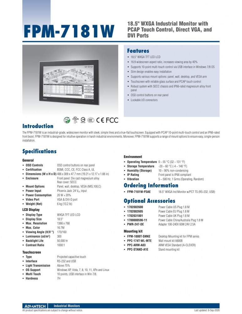 FPM-7181W technical document page 1