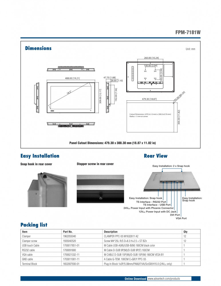 FPM-7181W technical document page 2