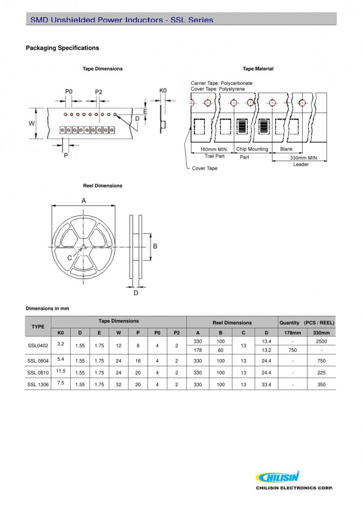 Chilisin SSL series datasheet page 6