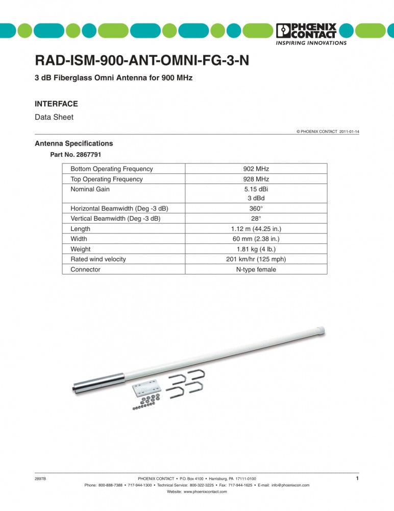Phoenix Contact 2867791 antenna datasheet page