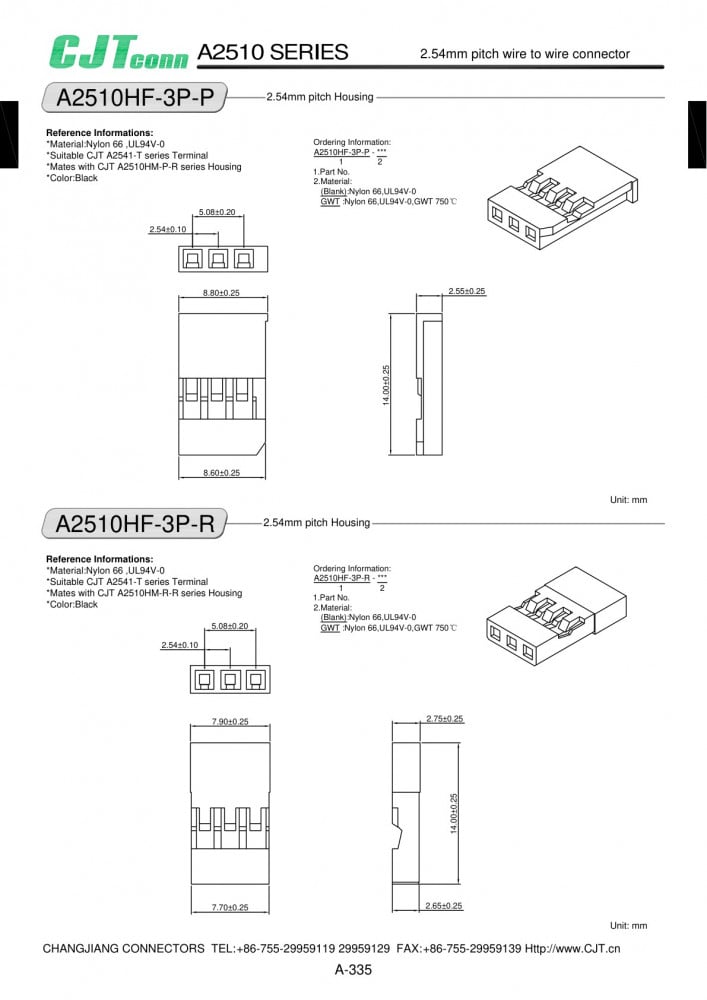 CJT A2510HF series technical document page 2