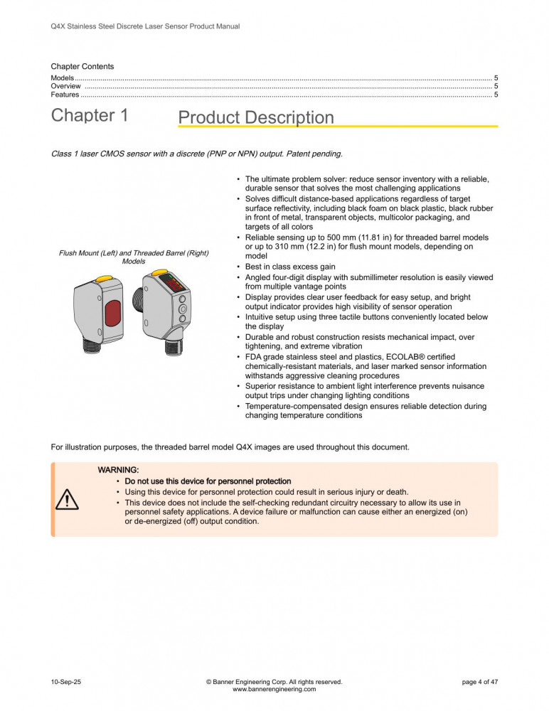 Q4X product manual page 4