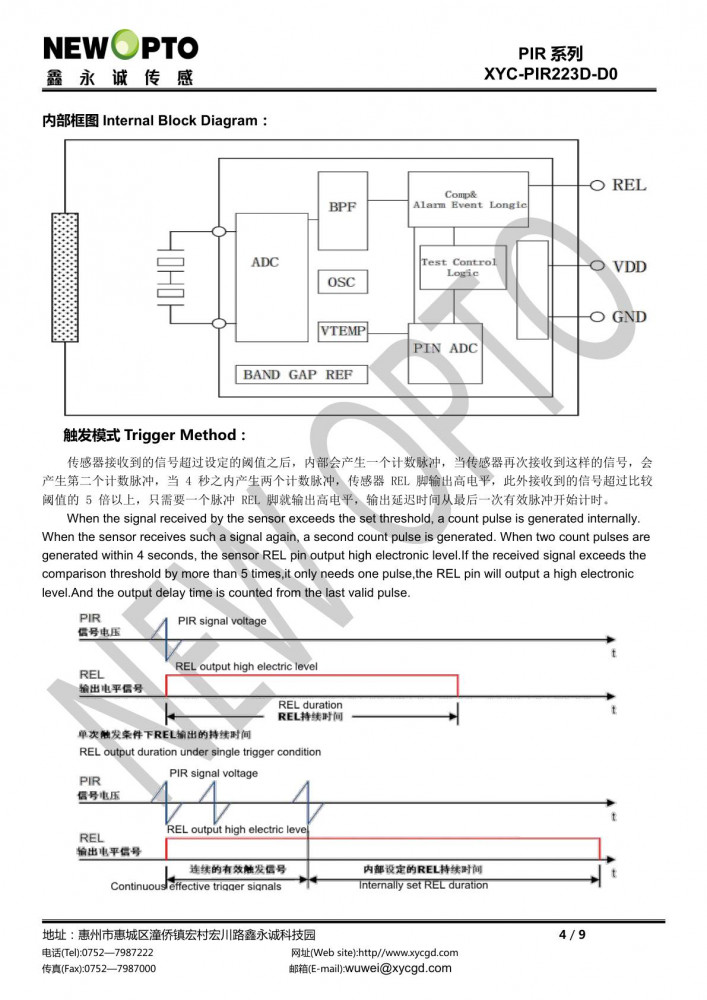 PIR223D-D0 technical document page 4