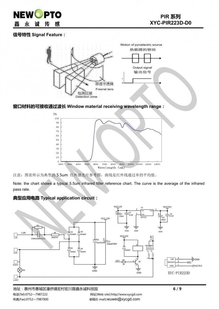 PIR223D-D0 technical document page 6