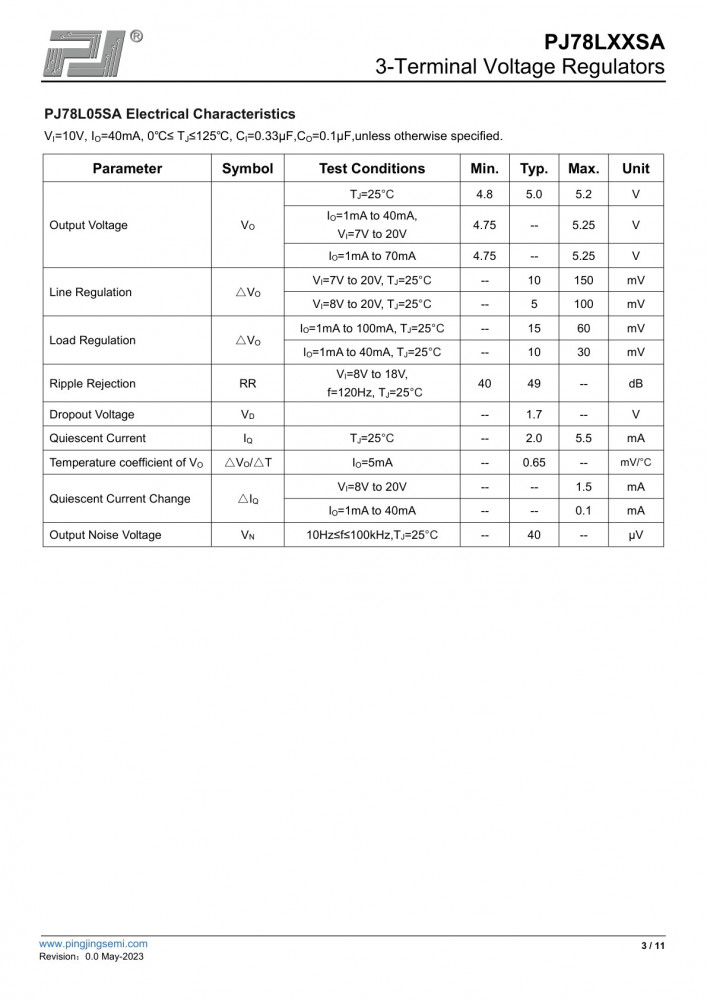 PJ78L05SA datasheet page 3