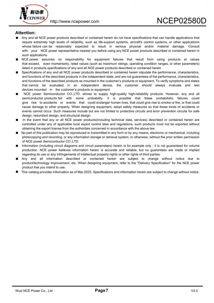 NCEP02580D datasheet page 7