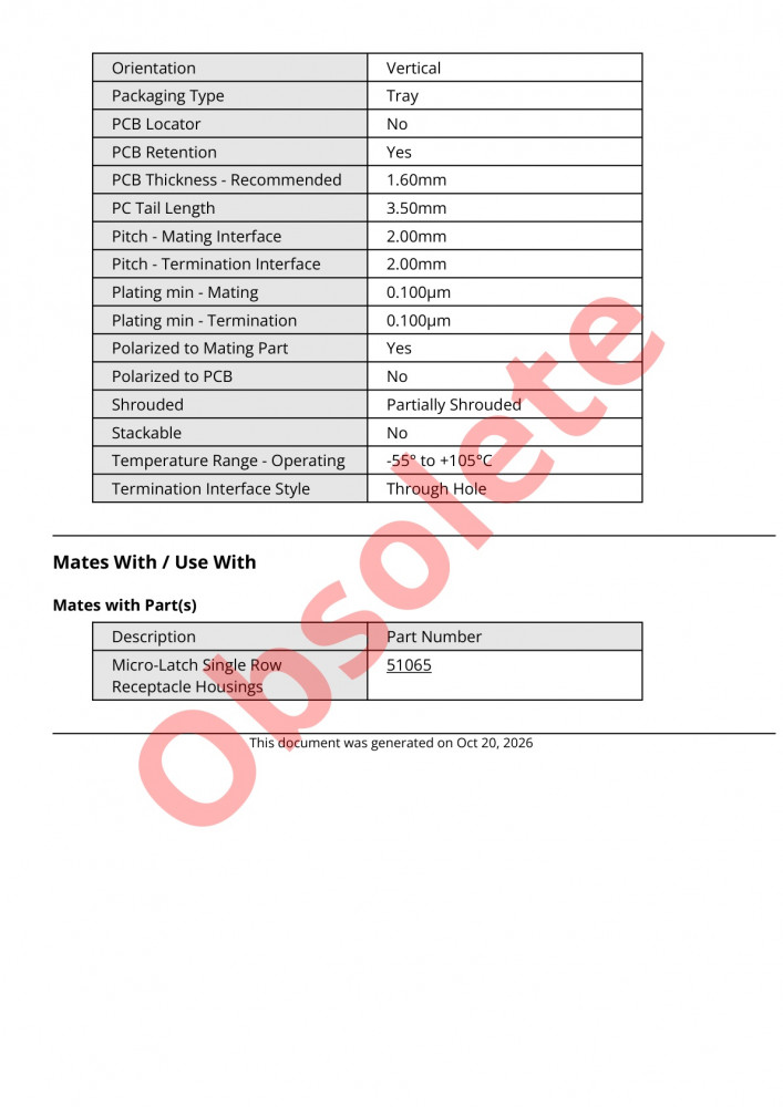 Technical document image 3 for MOLEX 5026030270