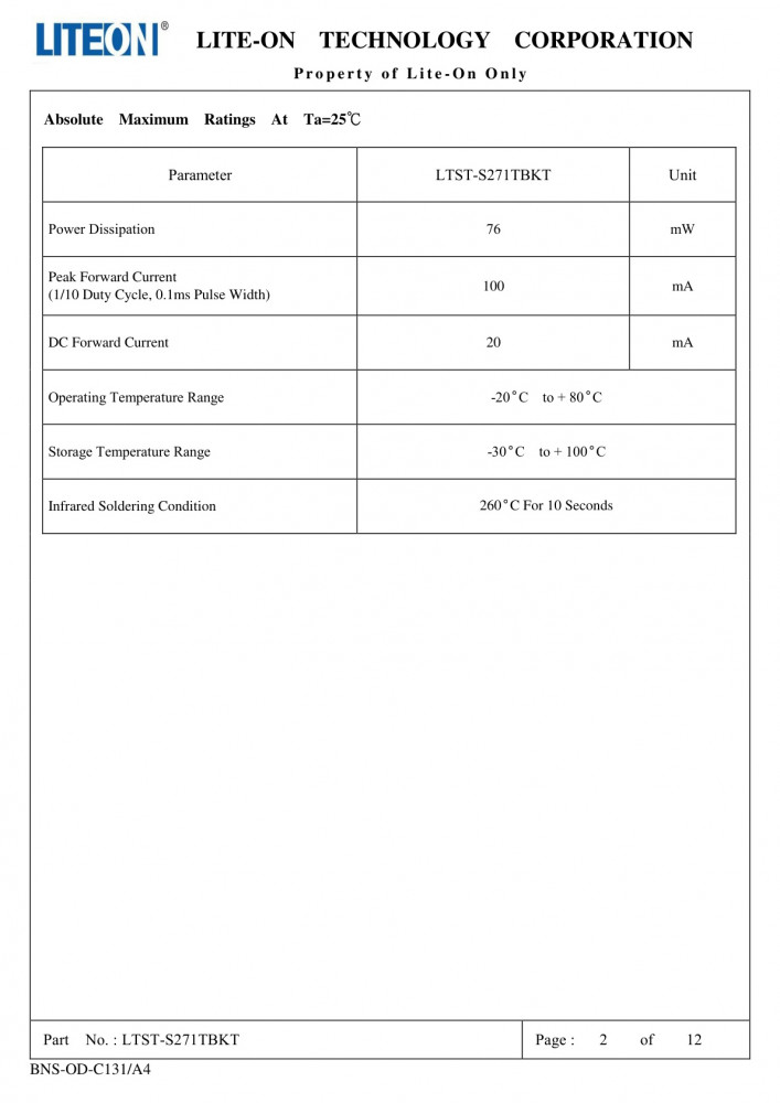 LTST-S271TBKT datasheet page 3