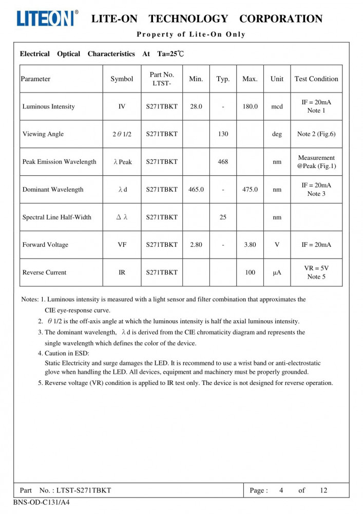 LTST-S271TBKT datasheet page 5