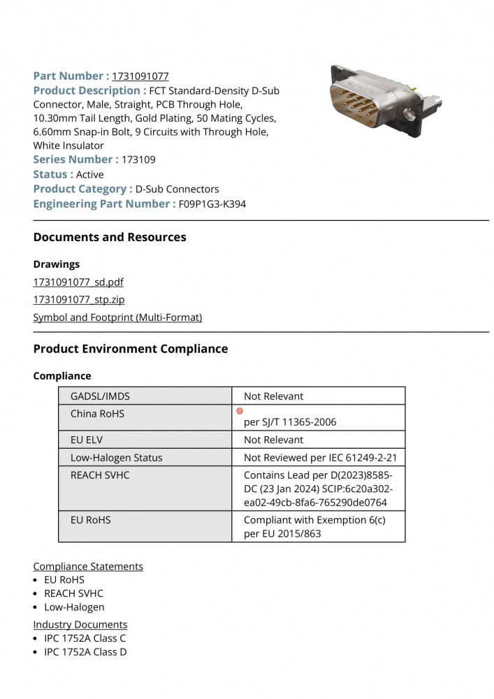 MOLEX 1731091077 technical document image 1