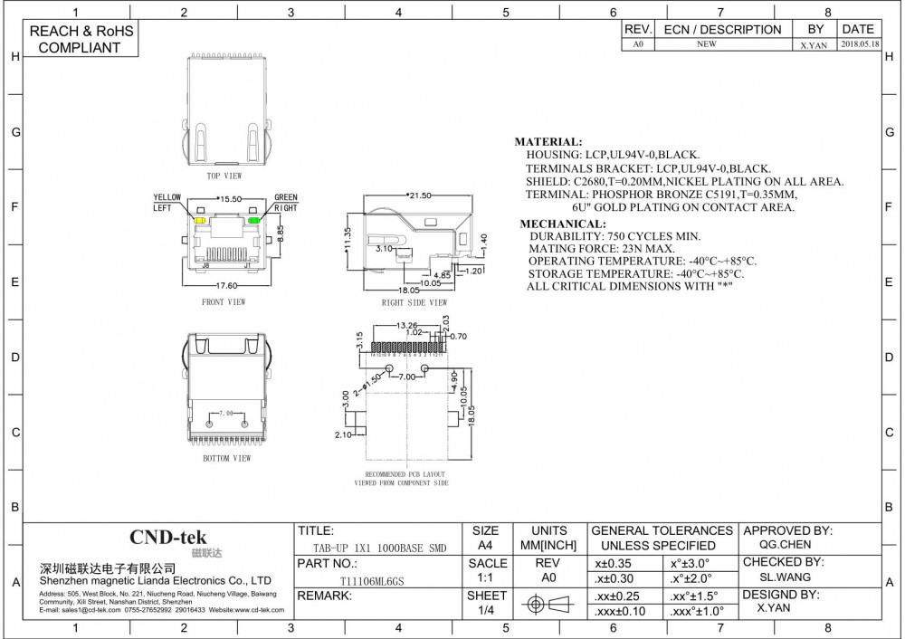 T11106ML6GS datasheet sheet 1