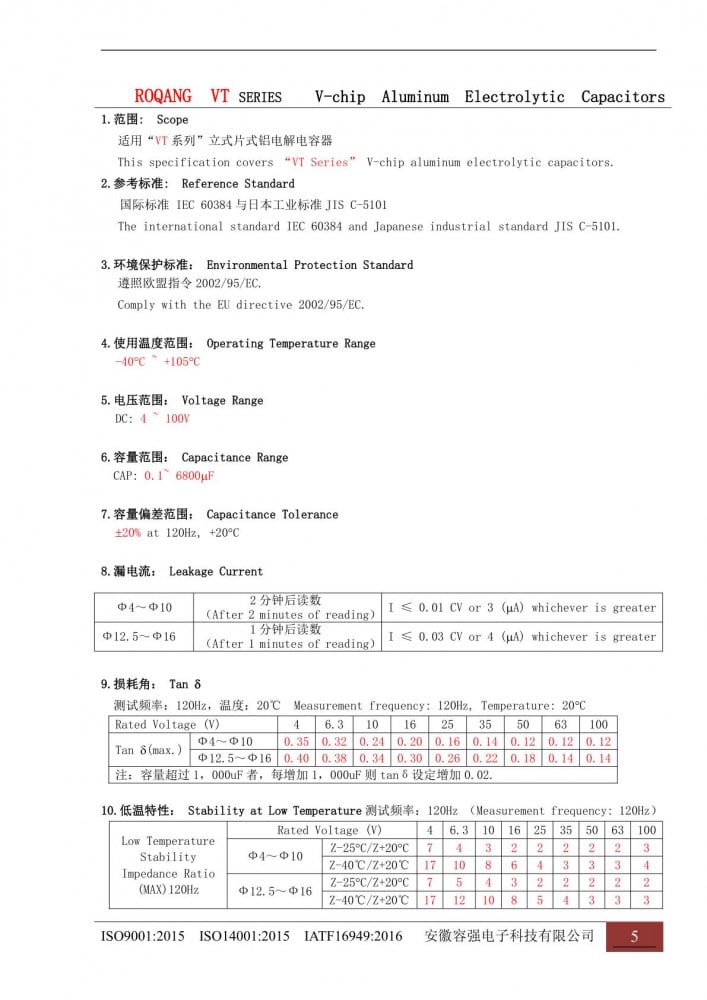 ROQANG VT1E101M0607 technical document page 5