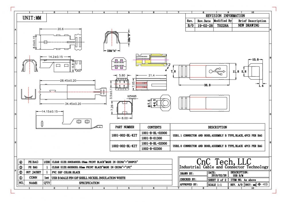 CNC Tech 1001-002-BL-KIT technical drawing