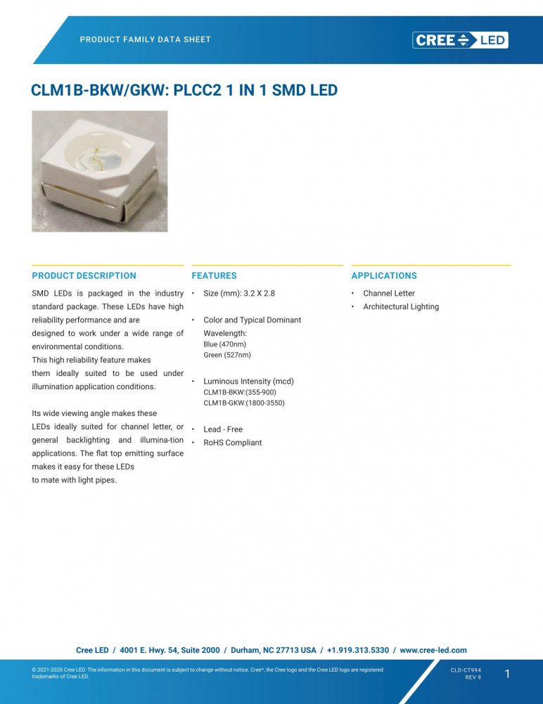 CLM1B-BKW datasheet page 1