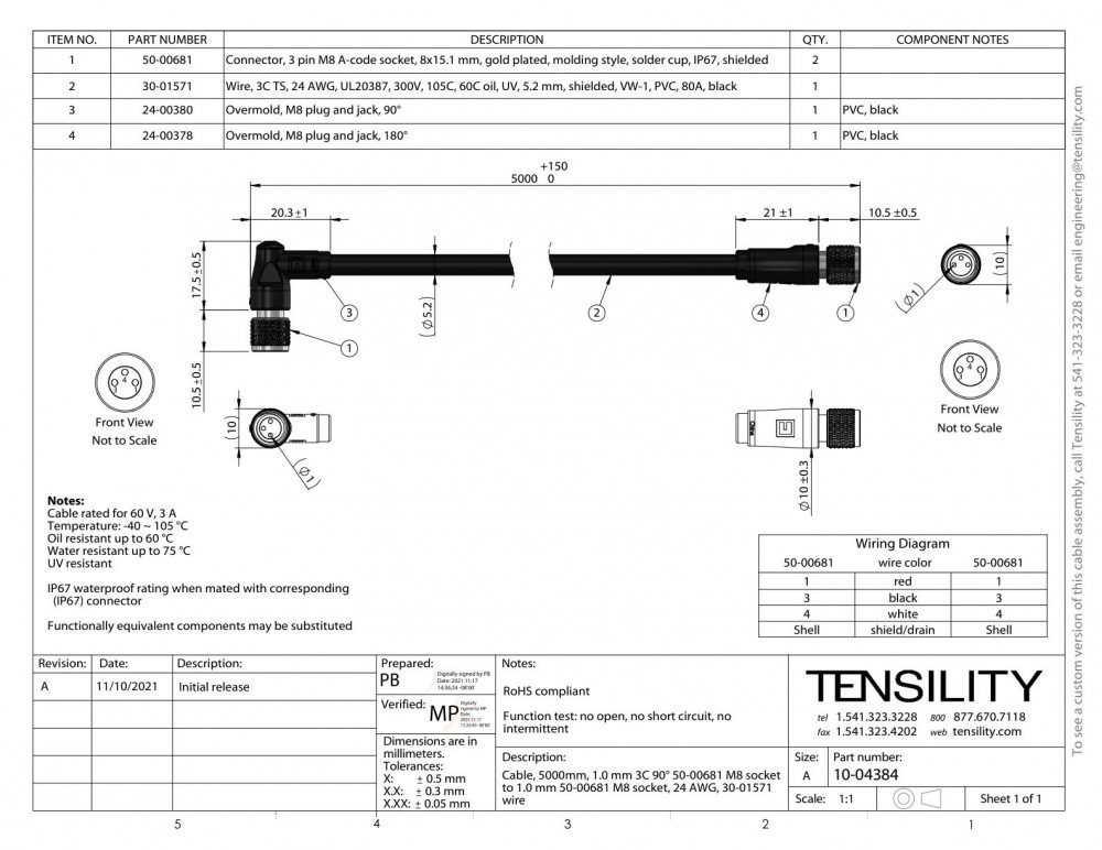 Product drawing for Tensility International part 10-04384