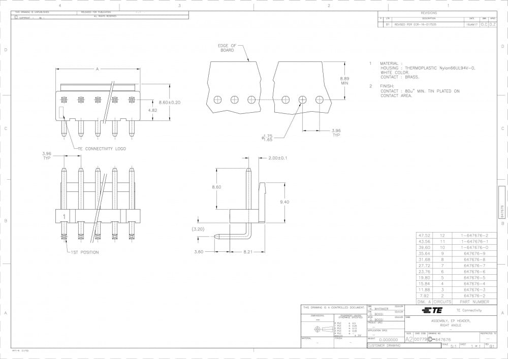 TE Connectivity 647676-2 controlled drawing preview