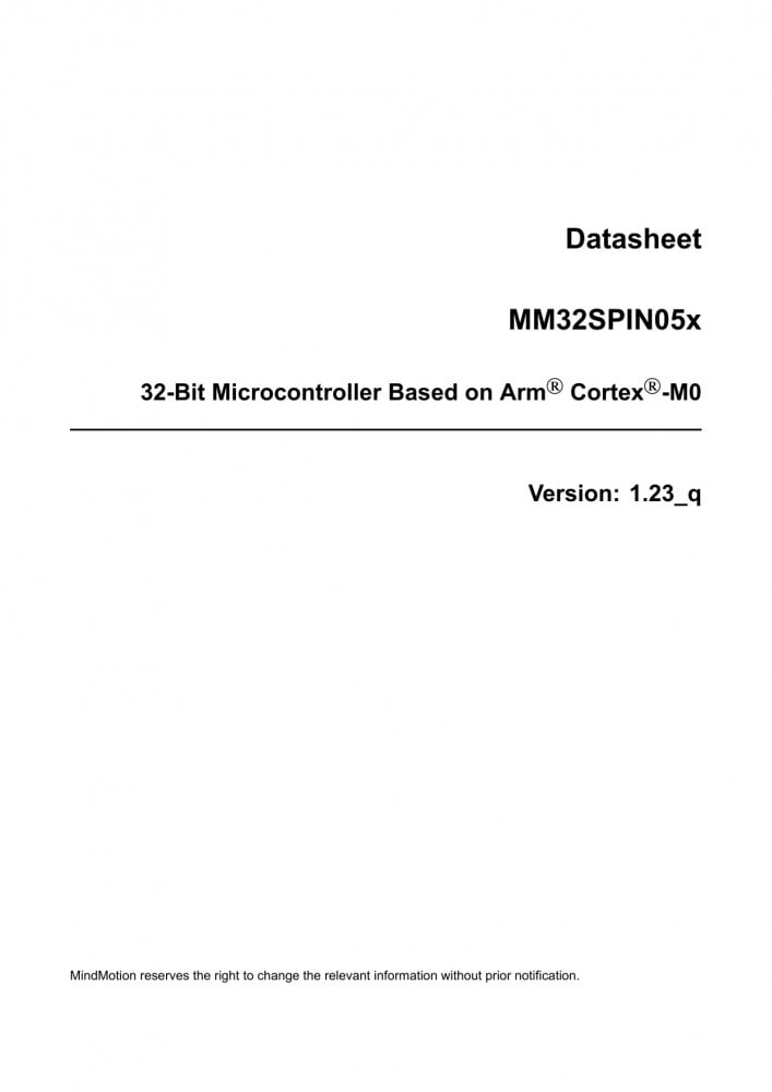 MM32SPIN05NT datasheet page 1