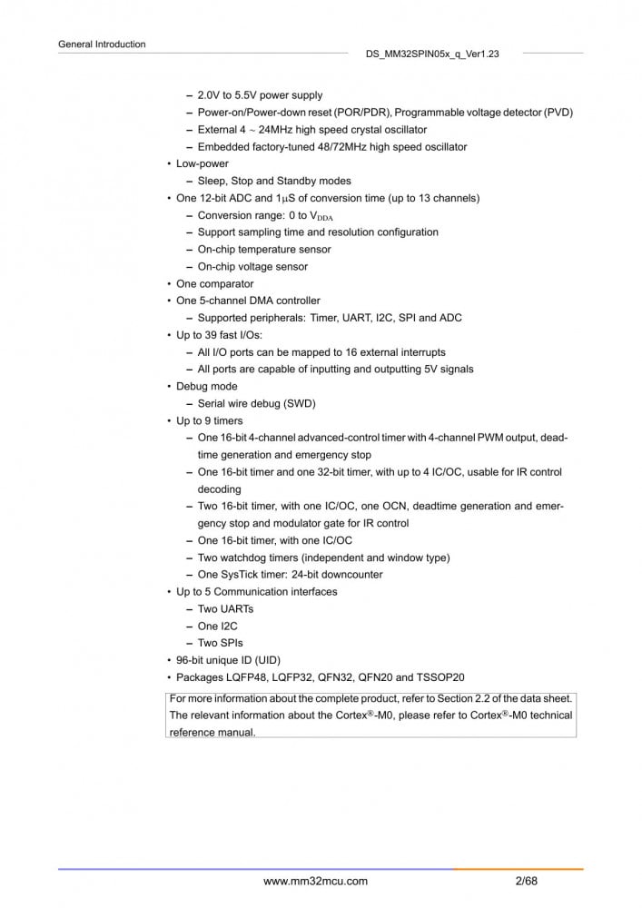 MM32SPIN05NT datasheet page 8