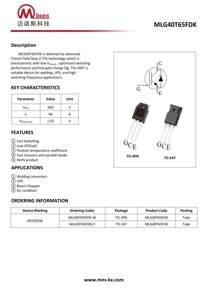MLG40T65FDK datasheet page 1