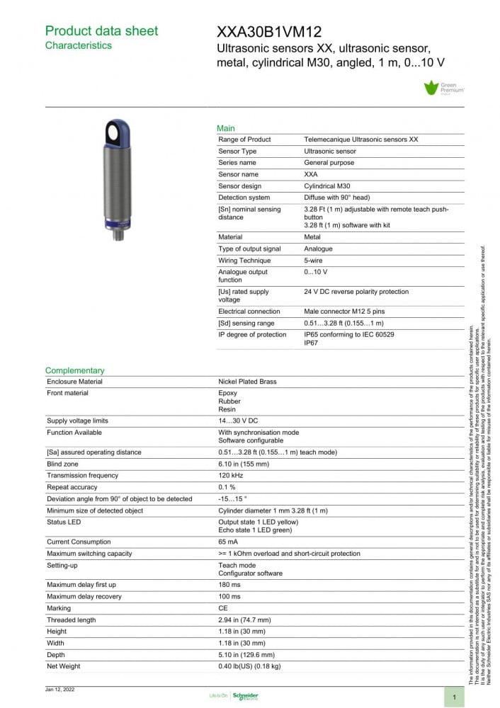 XXA30B1VM12 technical document page 1