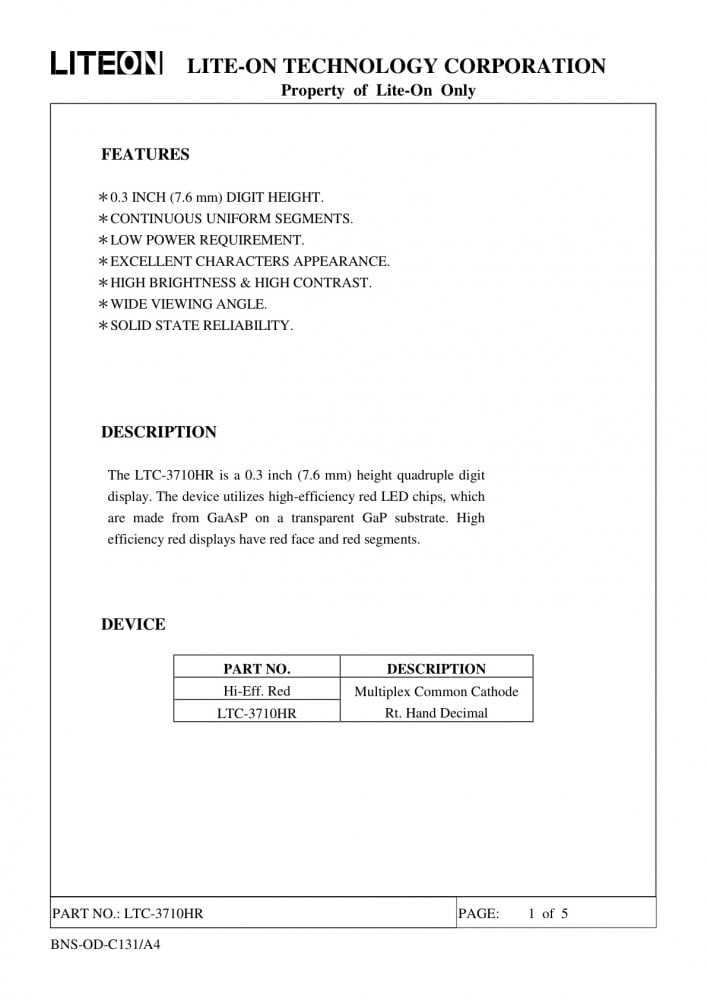 LTC-3710HR datasheet page 2
